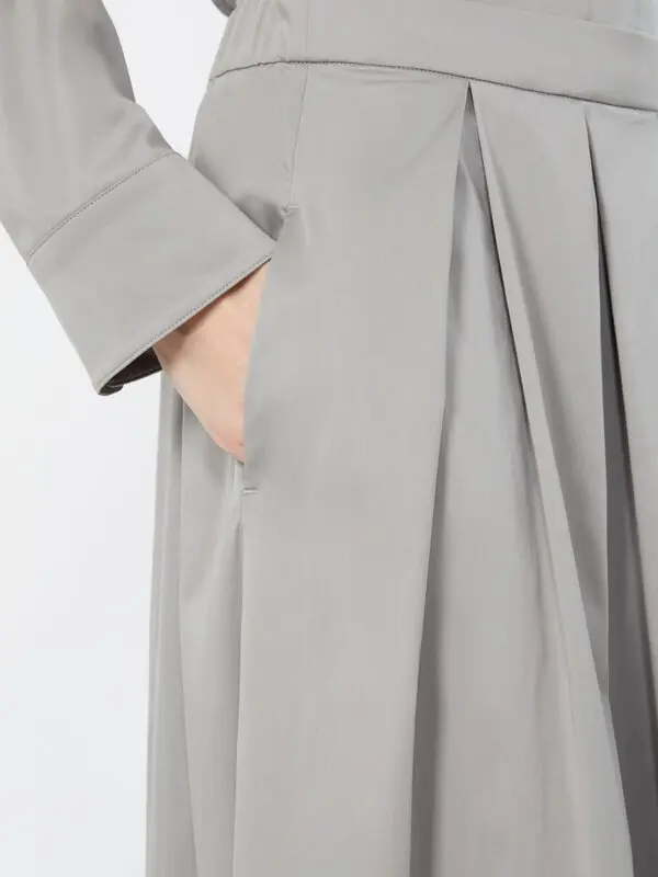 Max Mara Cotton Satin Pleated Midi Skirt