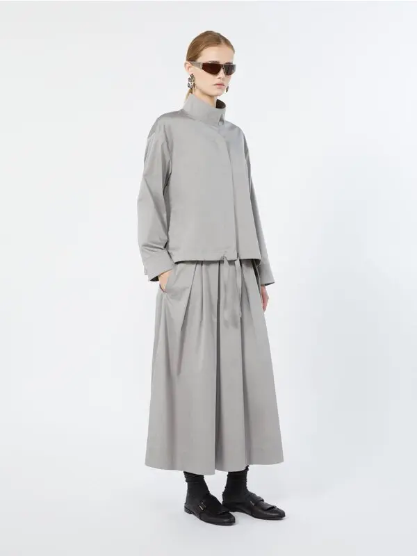 Max Mara Cotton Satin Pleated Midi Skirt