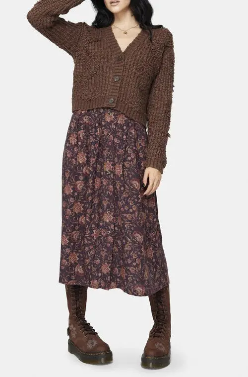 DISTURBIA Aubrell Wave V-neck Knit Cardigan