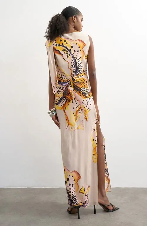 Topshop Print Side Drape Sleeveless Maxi Dress