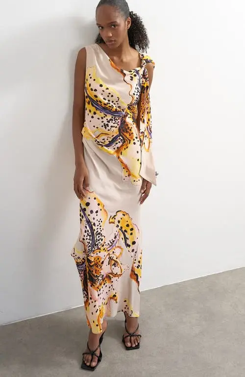 Topshop Print Side Drape Sleeveless Maxi Dress