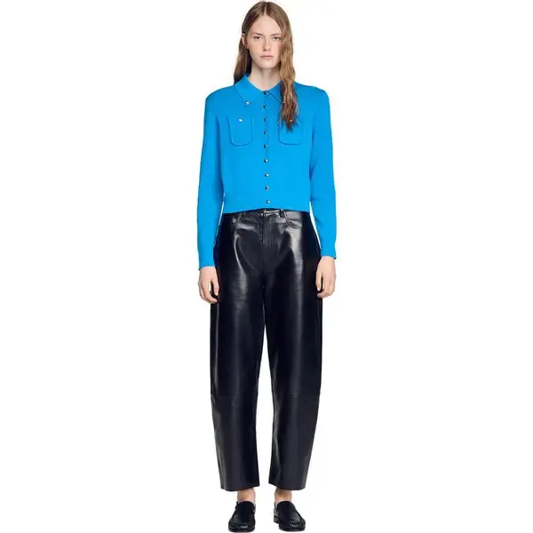 Sandro Cardigan With Metal Buttons - Blue