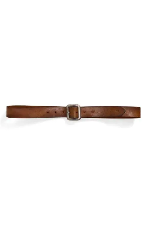 Double Rl Hand Burnished Leather Belt