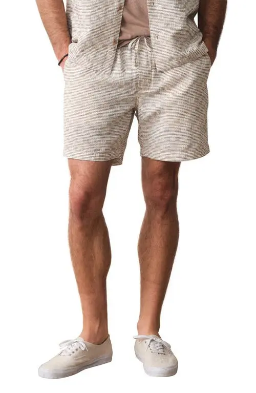 Marine Layer Saturday Dobby Shorts - White/brown Check