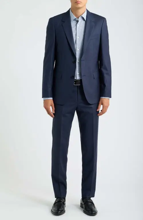 BOSS Houston Slim Fit Navy Stretch Wool Blend Suit - Dark Blue