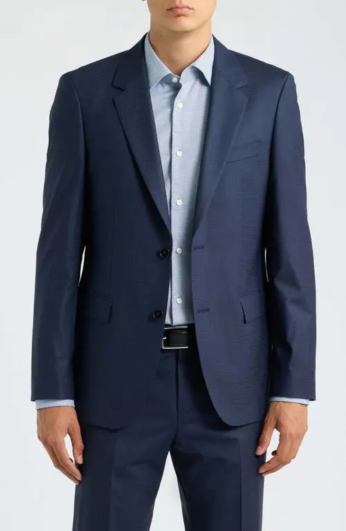 BOSS Houston Slim Fit Navy Stretch Wool Blend Suit
