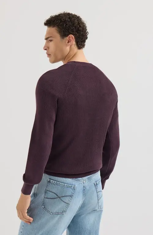 Brunello Cucinelli Cotton English Rib Raglan Sleeve Sweater