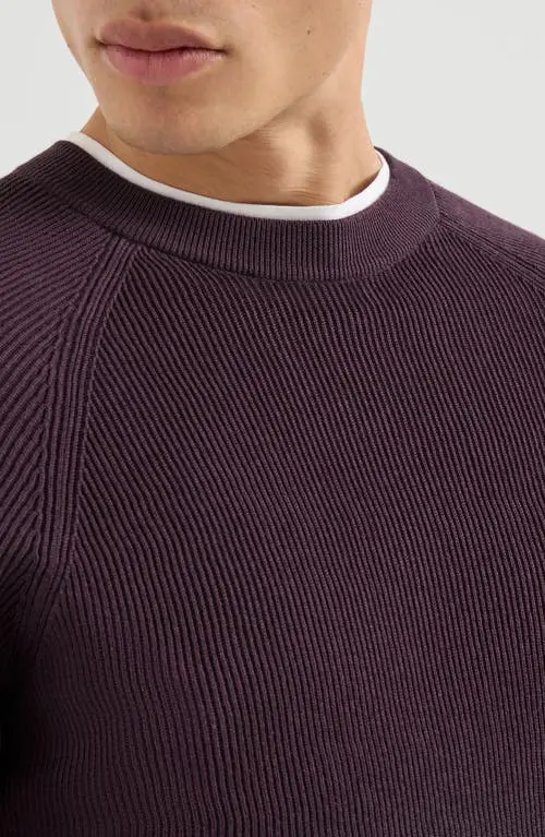 Brunello Cucinelli Cotton English Rib Raglan Sleeve Sweater