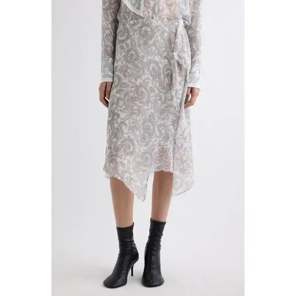 Acne Studios Inouka Paisley Silk Skirt - Light Beige