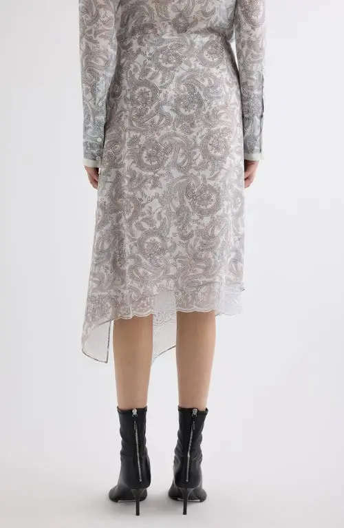 Acne Studios Inouka Paisley Silk Midi Skirt - Light Beige