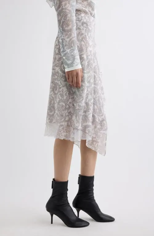 Acne Studios Inouka Paisley Silk Midi Skirt - Light Beige