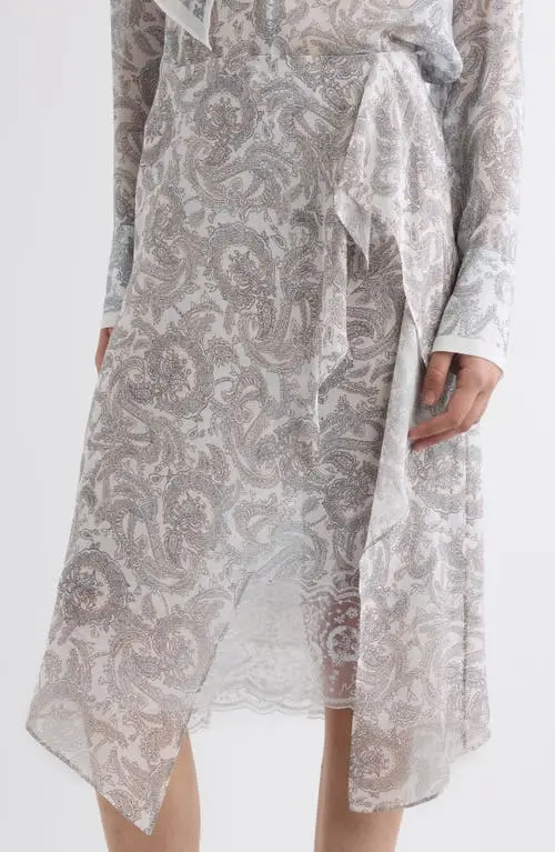Acne Studios Inouka Paisley Silk Midi Skirt - Light Beige