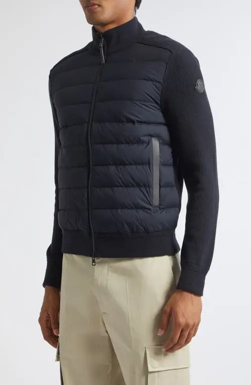 Moncler Wool & Cashmere Blend Quilted Zip-up Cardigan