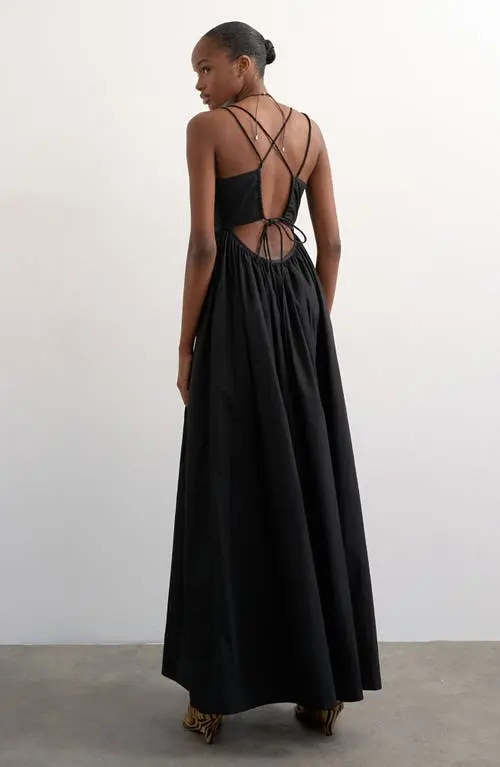 Topshop Strappy Open Back Cotton Maxi Dress