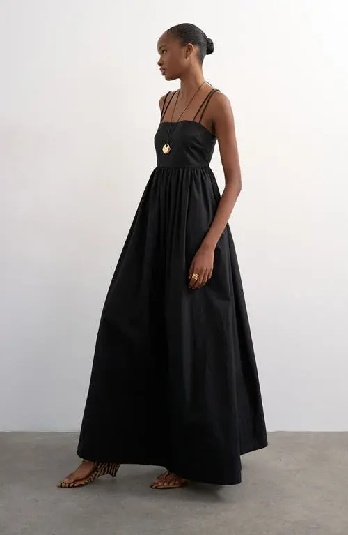 Topshop Strappy Open Back Cotton Maxi Dress