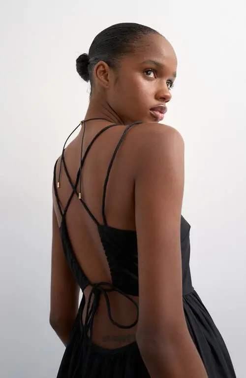 Topshop Strappy Open Back Cotton Maxi Dress
