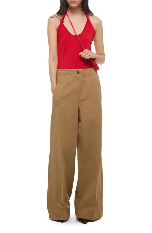 Helmut Lang Cotton & Linen Wide Leg Trousers