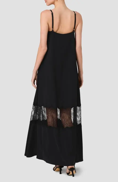 French Connection Quinn Crepe Lace Maxi Dress - 01-black