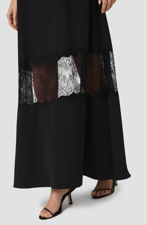 French Connection Quinn Crepe Lace Maxi Dress - 01-black