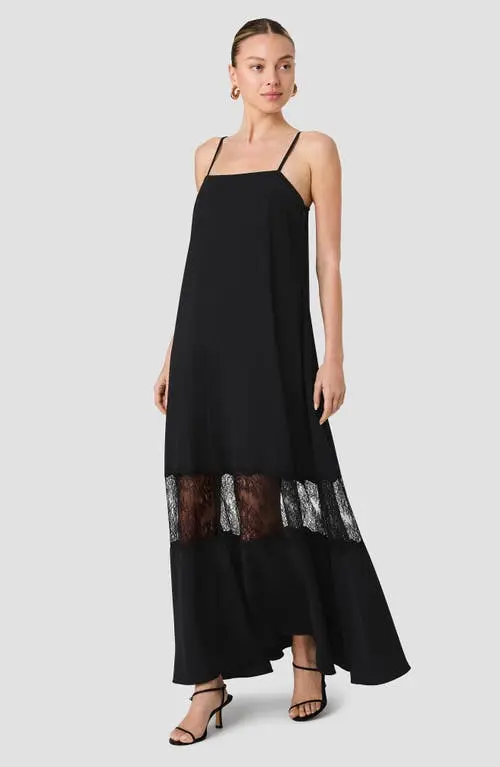 French Connection Quinn Crepe Lace Maxi Dress - 01-black