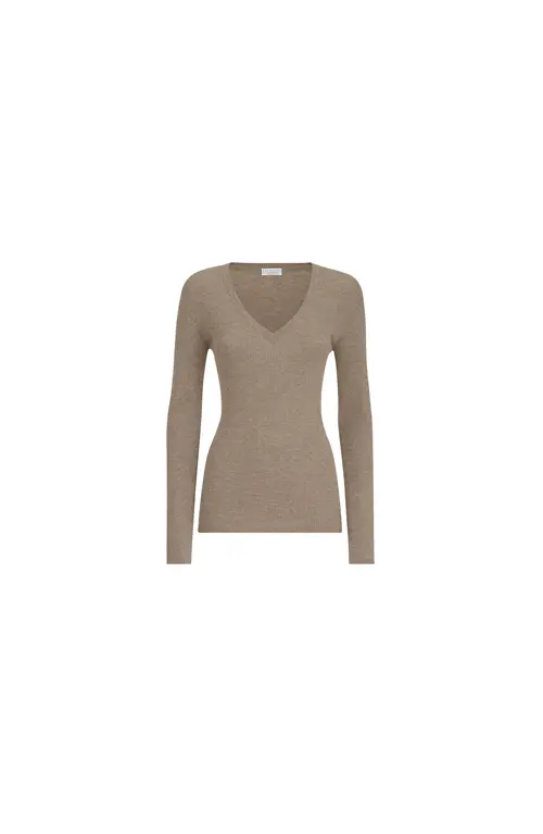 Brunello Cucinelli Sparkling Cashmere Ribbed Sweater