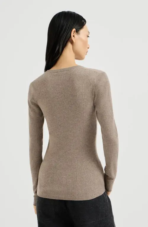 Brunello Cucinelli Sparkling Cashmere Ribbed Sweater