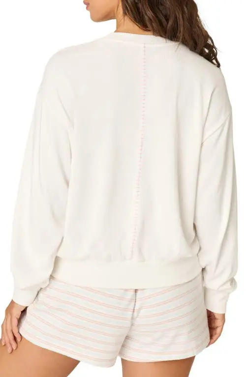 PJ Salvage Paradise Bouclé Sweatshirt And Striped Shorts Lounge Set