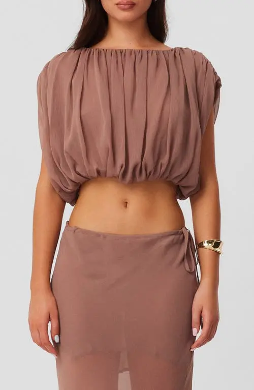 SNDYS. Mara Gathered Cropped Top - Mocha
