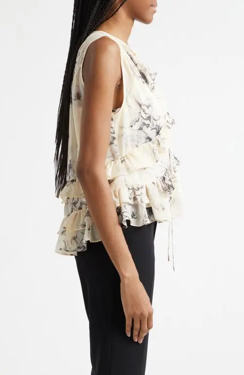 Cinq À Sept Floral Ariette Tiered Ruffle Trim Top