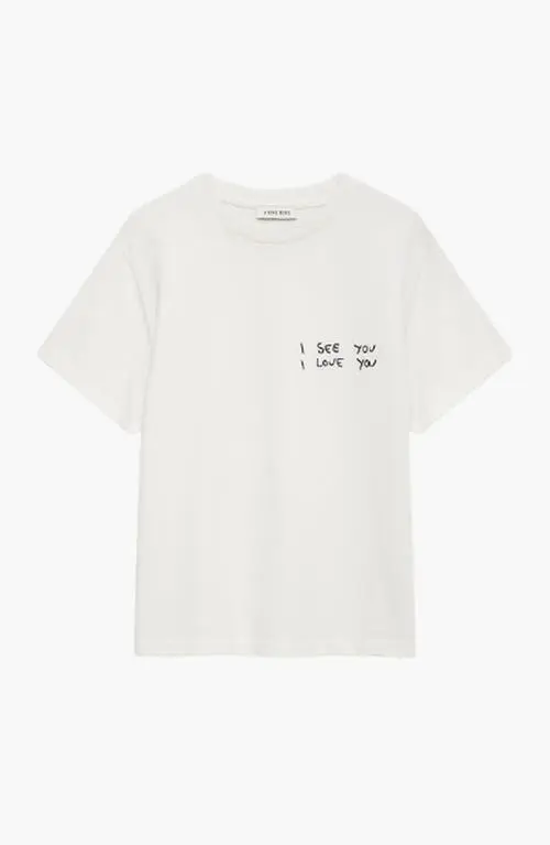 ANINE BING I See You I Love You" Cropped Cotton T-shirt