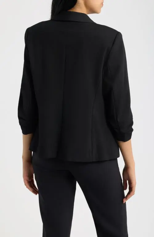 Anne Klein Ruched Sleeve Shawl Collar Jacket