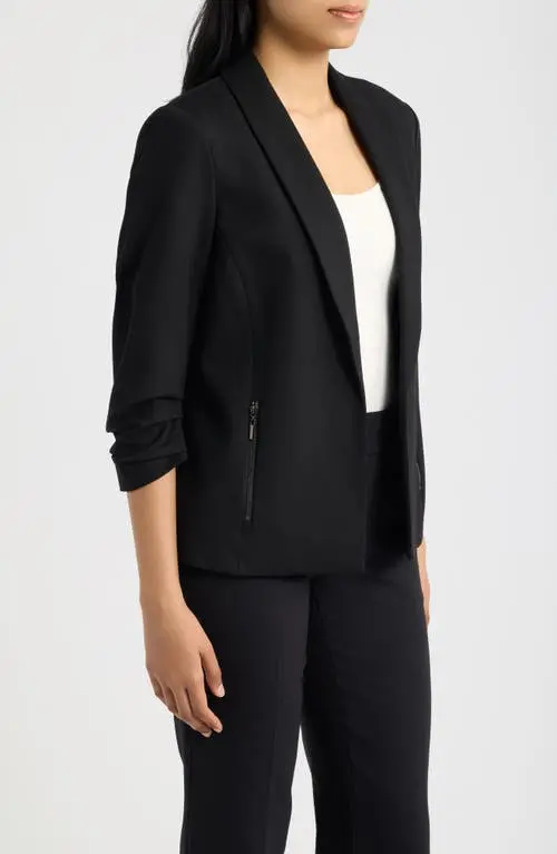 Anne Klein Ruched Sleeve Shawl Collar Jacket