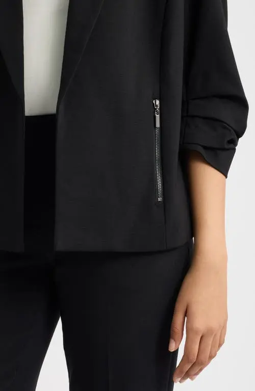 Anne Klein Ruched Sleeve Shawl Collar Jacket