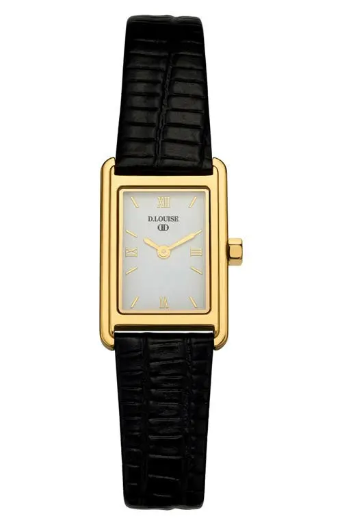 D.LOUISE Classic Leather Strap Watch