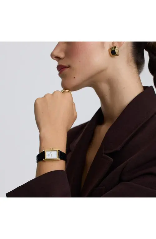D.LOUISE Classic Leather Strap Watch