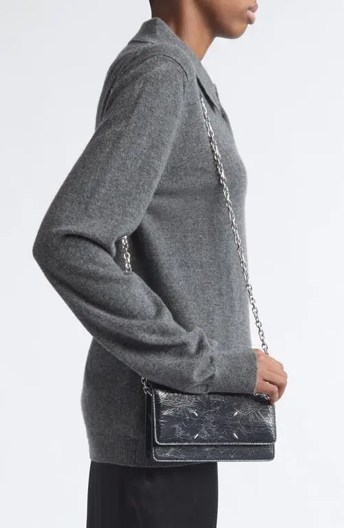 MAISON MARGIELA Medium Crackled Leather Wallet On A Chain