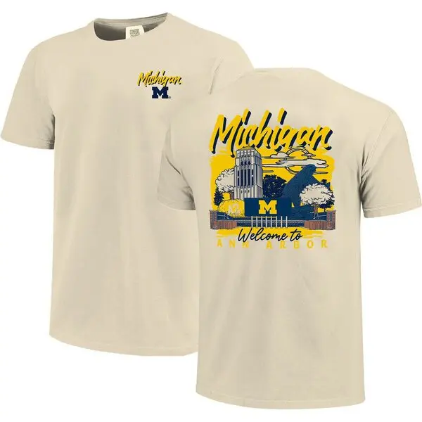 IMAGE ONE Michigan Wolverines Comfort Colors Hand-drawn Campus Stack T-shirt
