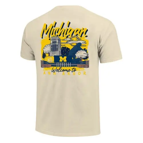 IMAGE ONE Michigan Wolverines Comfort Colors Hand-drawn Campus Stack T-shirt