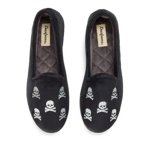 DEARFOAMS Halloween Velour Closed Back Slippers - Black