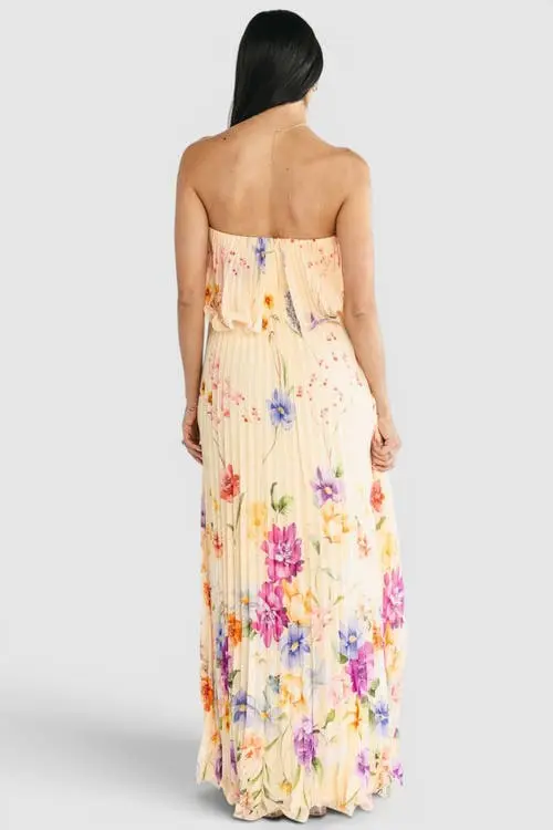 BALTIC BØRN Bloom Pleated Strapless Maxi Dress