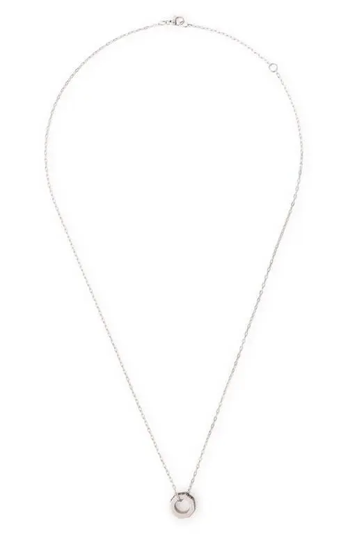 Off-White Hex Nut Lab Grown Black Diamond Pendant Necklace