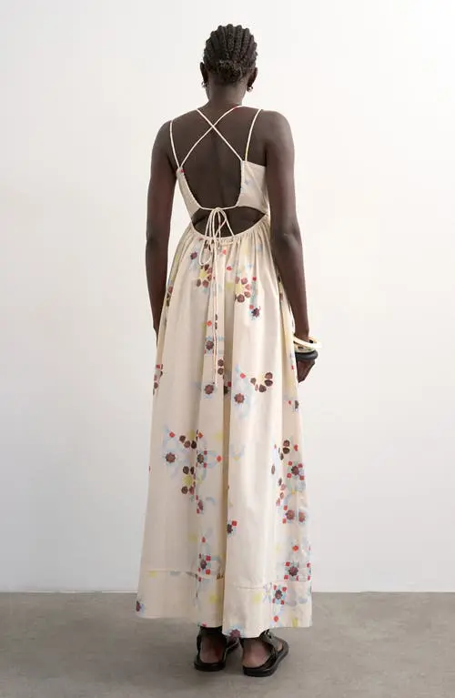 Topshop Strappy Open Back Cotton Poplin Maxi Dress
