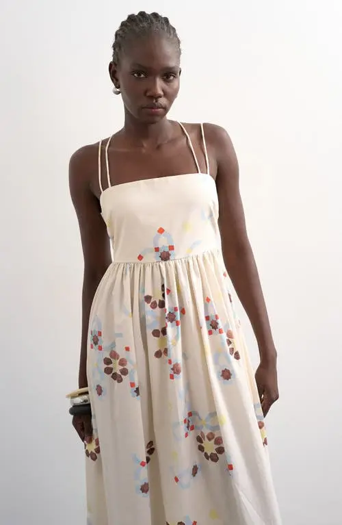 Topshop Strappy Open Back Cotton Poplin Maxi Dress