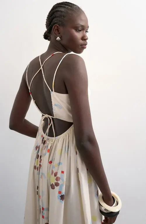 Topshop Strappy Open Back Cotton Poplin Maxi Dress