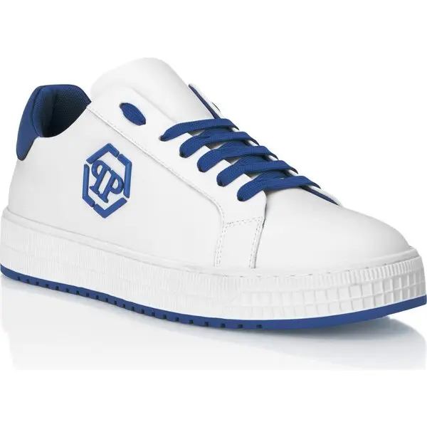 Philipp Plein Low-top Sneakers With Signature Emblem - White/middleblue