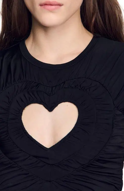 Sandro Ruched Heart Cropped T-shirt