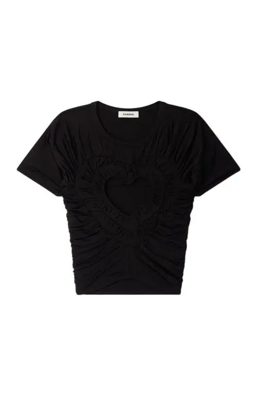 Sandro Ruched Heart Cropped T-shirt