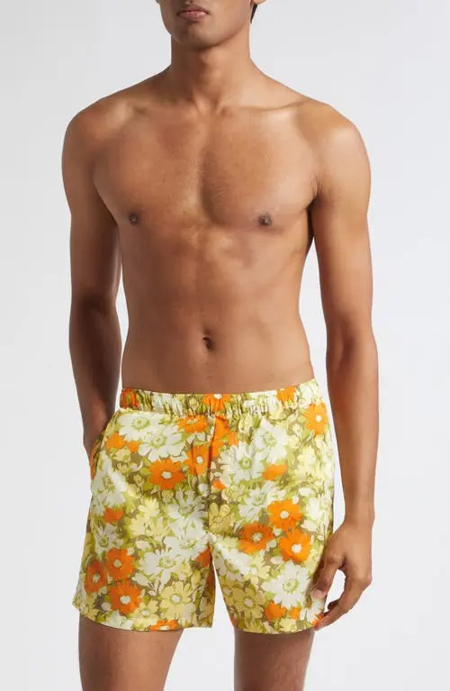 Valentino Garavani Floral Print Swim Shorts - Yellow Multi