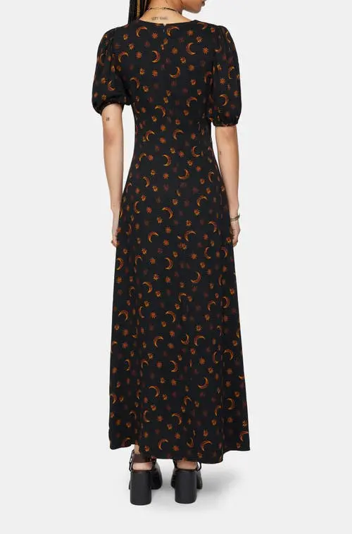 DISTURBIA Celestial Print V-neck Maxi Dress