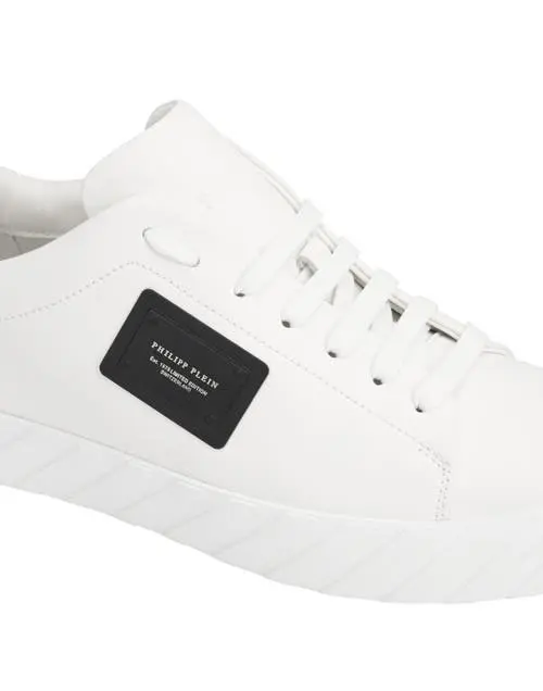 Philipp Plein Nappa Leather Low-top Sneakers With Plaque - White